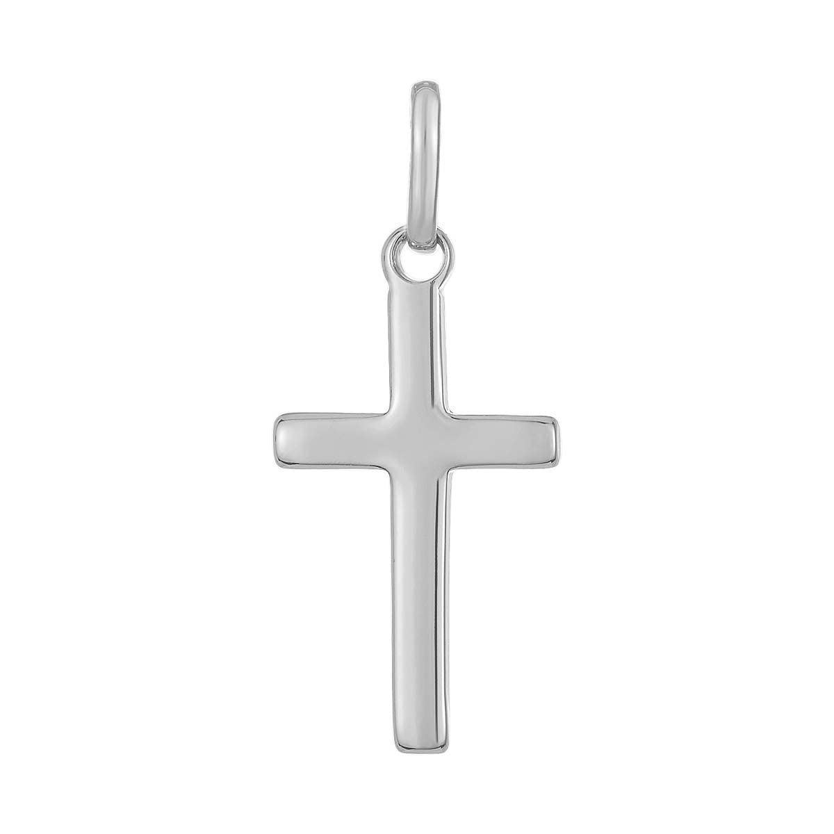 Mystigrey Men and Women Cross Pendant in 18K Gold Plated and in .925 Sterling Silver Plated Rhodium Small .8 inch x .4 inch, Large 1.1 inch x.6 inch, X Large 2 x 1.2 Inch (Silver Large FBA)