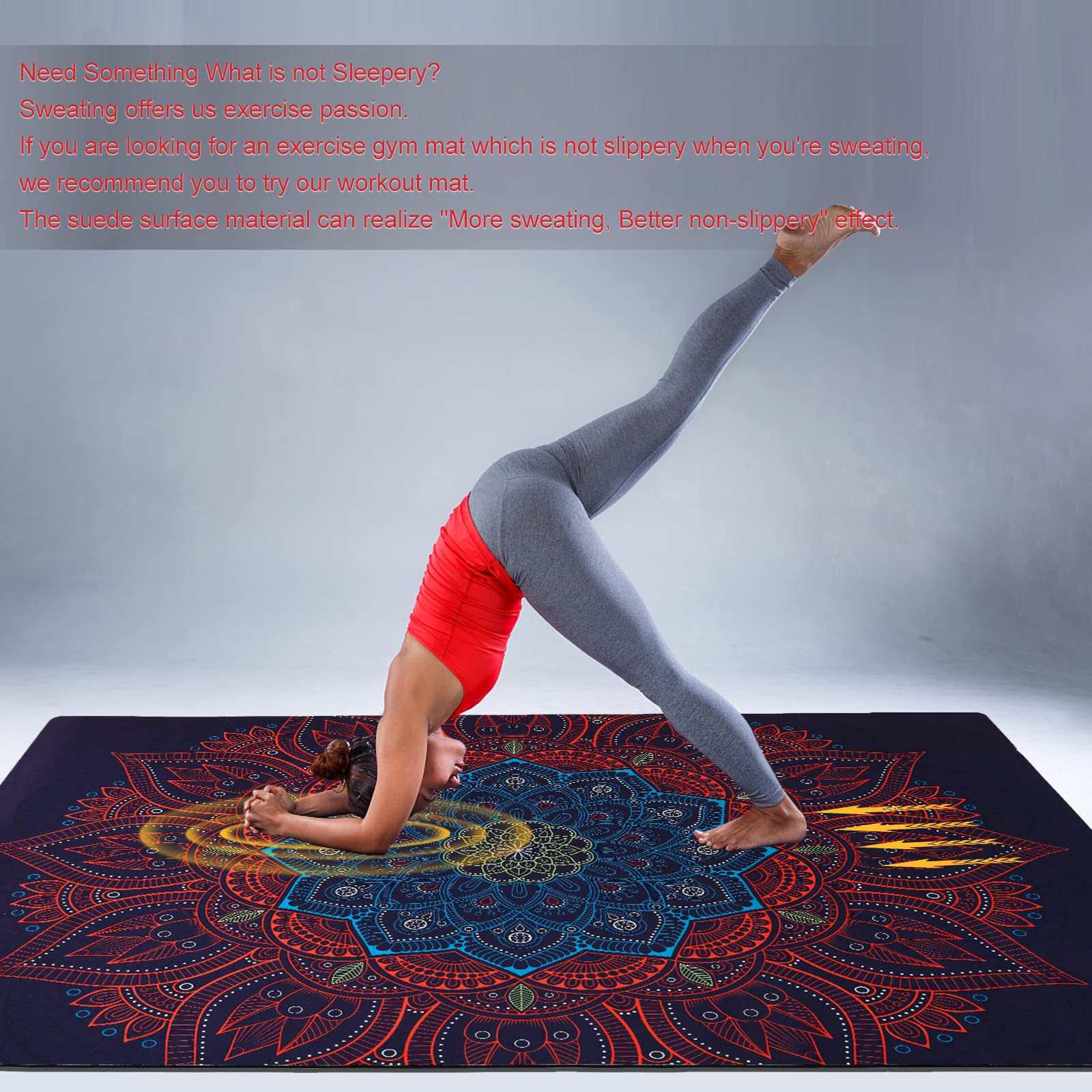 SURNUO 6.5ft x 4.5ft x 10mm Large Exercise Mat for Home Workout Extra Thick Workout Mat High-Density Non-Slip Soft Gym Flooring for Cardio,Pilates, Stretching,Plyo, MMA, Jump Rope
