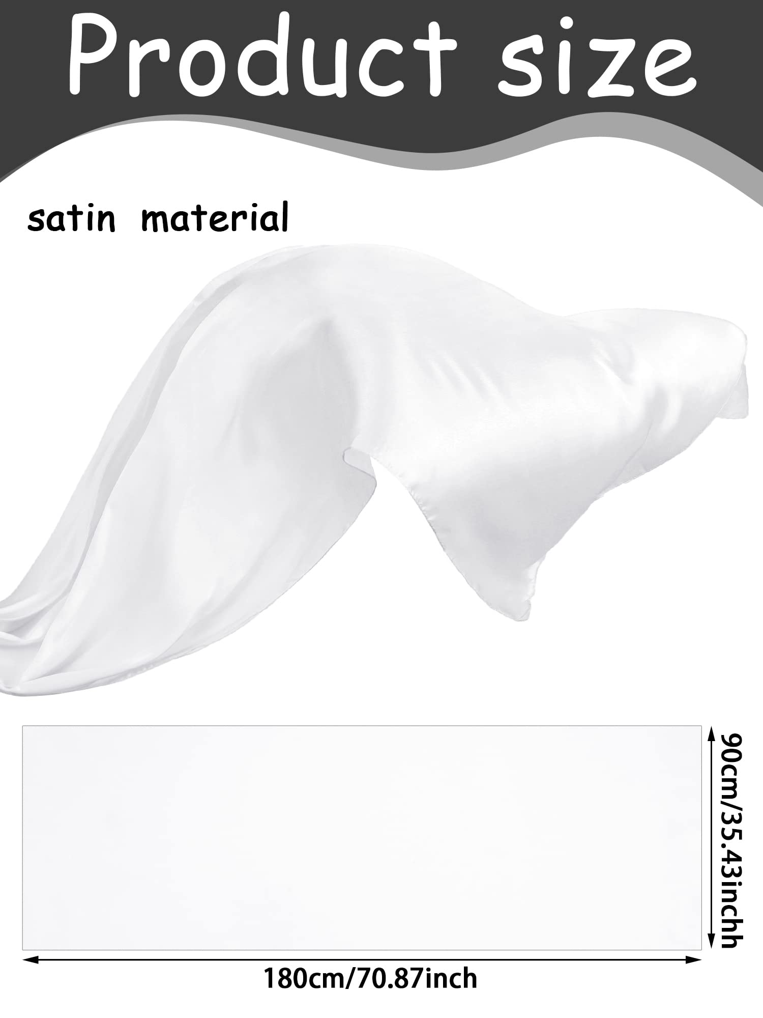WILLBOND Womens Shawl Chiffon Bridal Evening Soft Wrap Scarf, Chiffon Scarf Ribbon Scarf Satin Scarf for Evening Dresses(L,White)