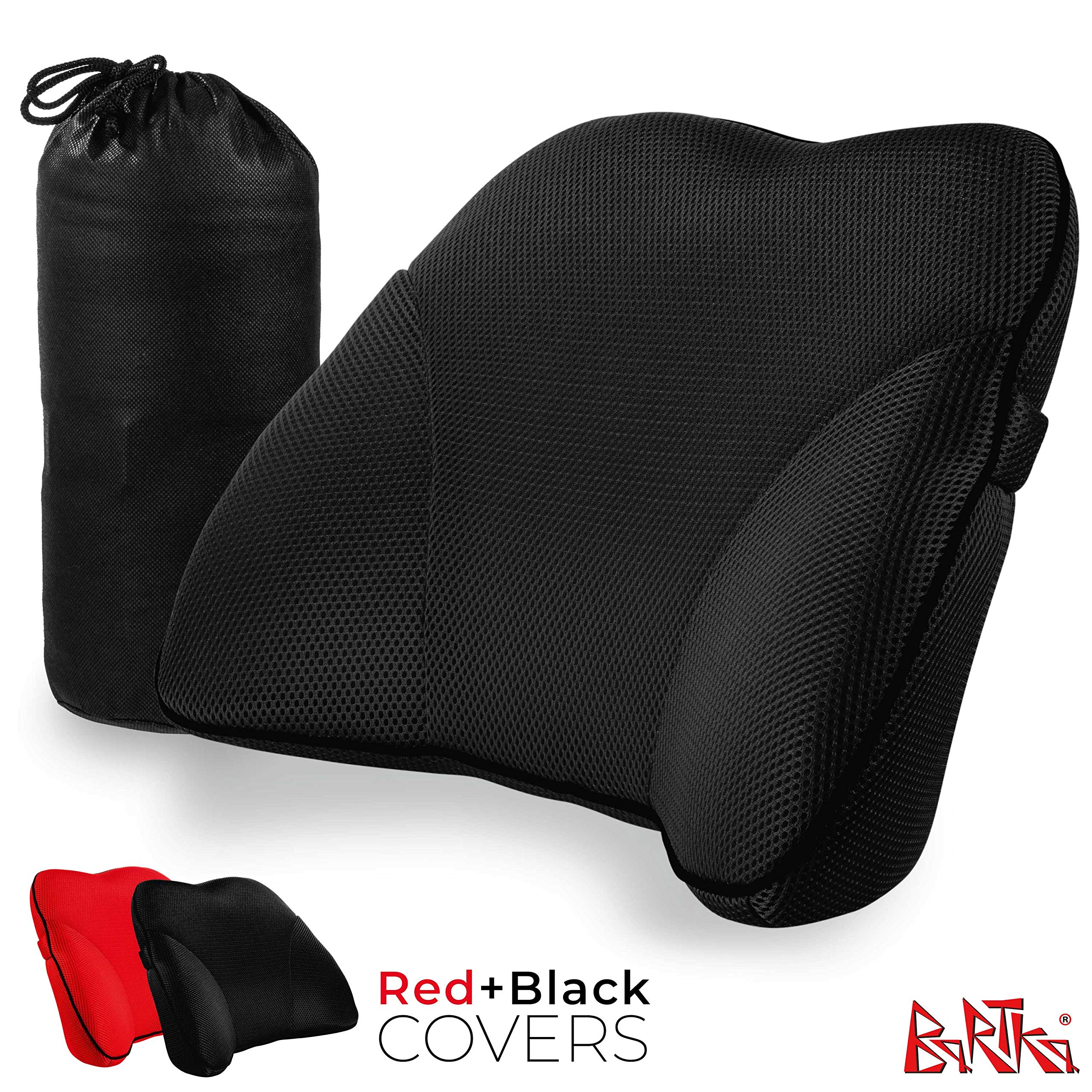 Memory Foam Lumbar Support Back Cushion with 3D Mesh Cover Balanced Firmness Designed for Lower Back Pain Relief- Ideal Back Pillow for Computer/Office Chair, Car Seat, Recliner etc.…