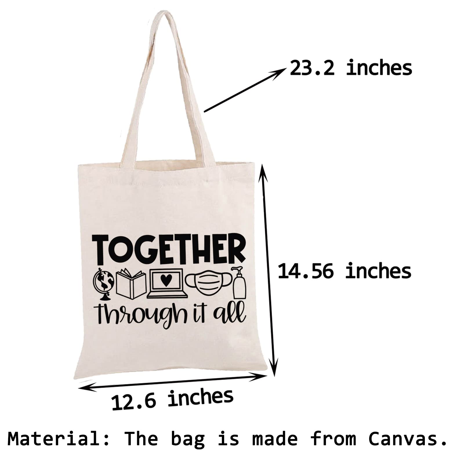PWHAOO Teacher Appreciation Gift Distance Learning Teacher Accessory Tote Bag Together Through It All Shopping Bag (Together Through It All Tote)