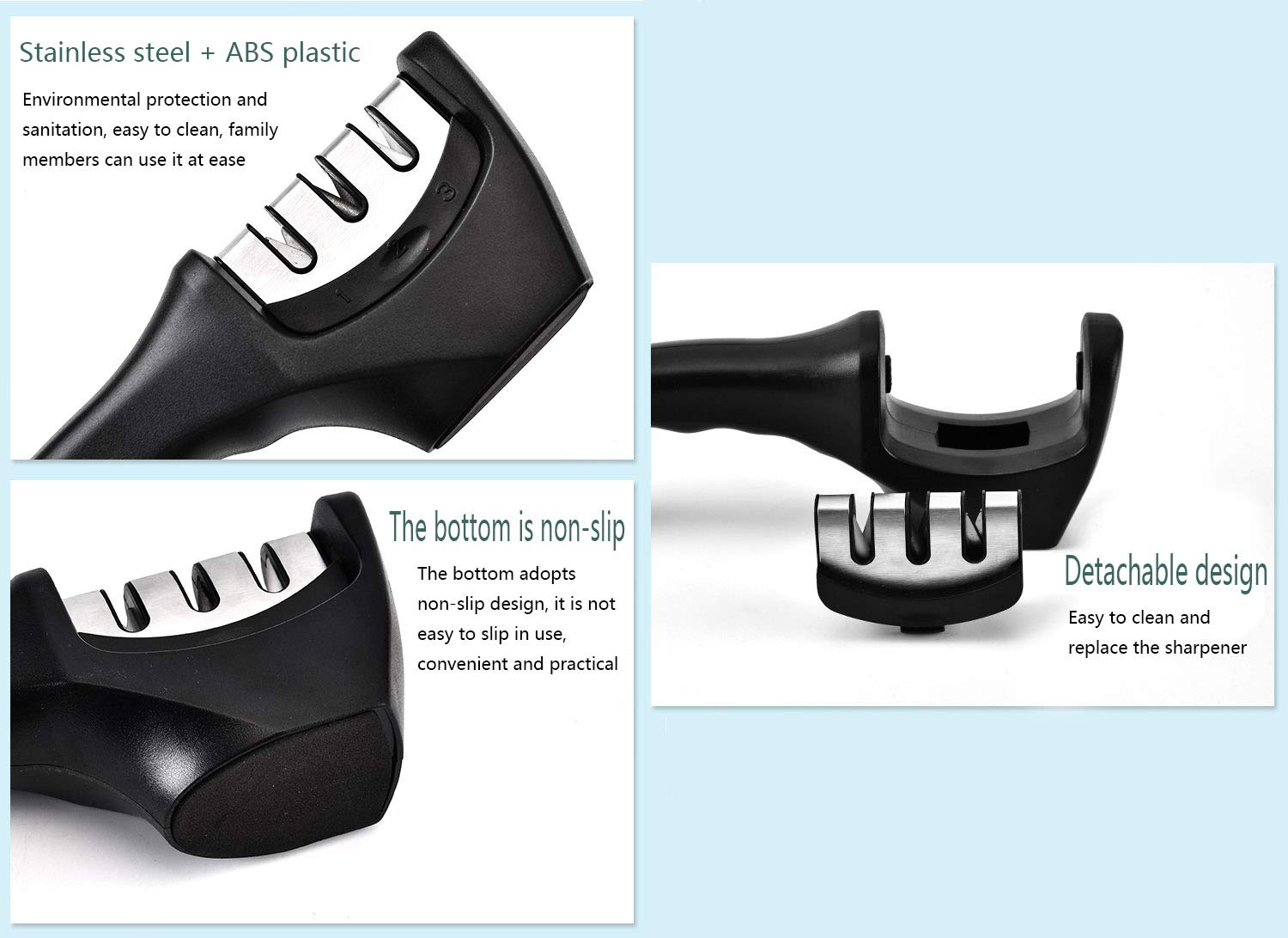 MS.CLEO 3-Stage Knife Sharpener Helps Repair, Restore and Polish Blades with a Pair Cut- Resistant Glove