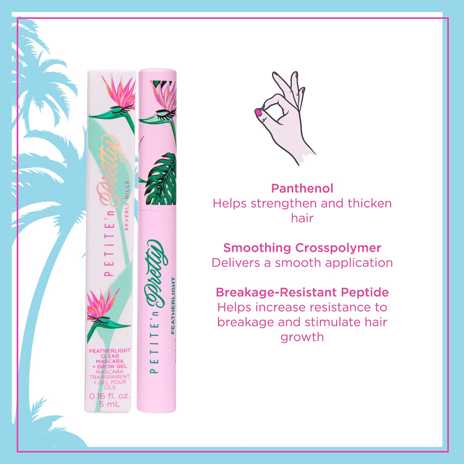 Petite 'n Pretty Featherlight Clear Mascara and Brow Gel - Makeup for Kids, Tweens and Teens - Dual Purpose Clear Finish for Brows and Lashes - Non-Toxic & Made in the USA
