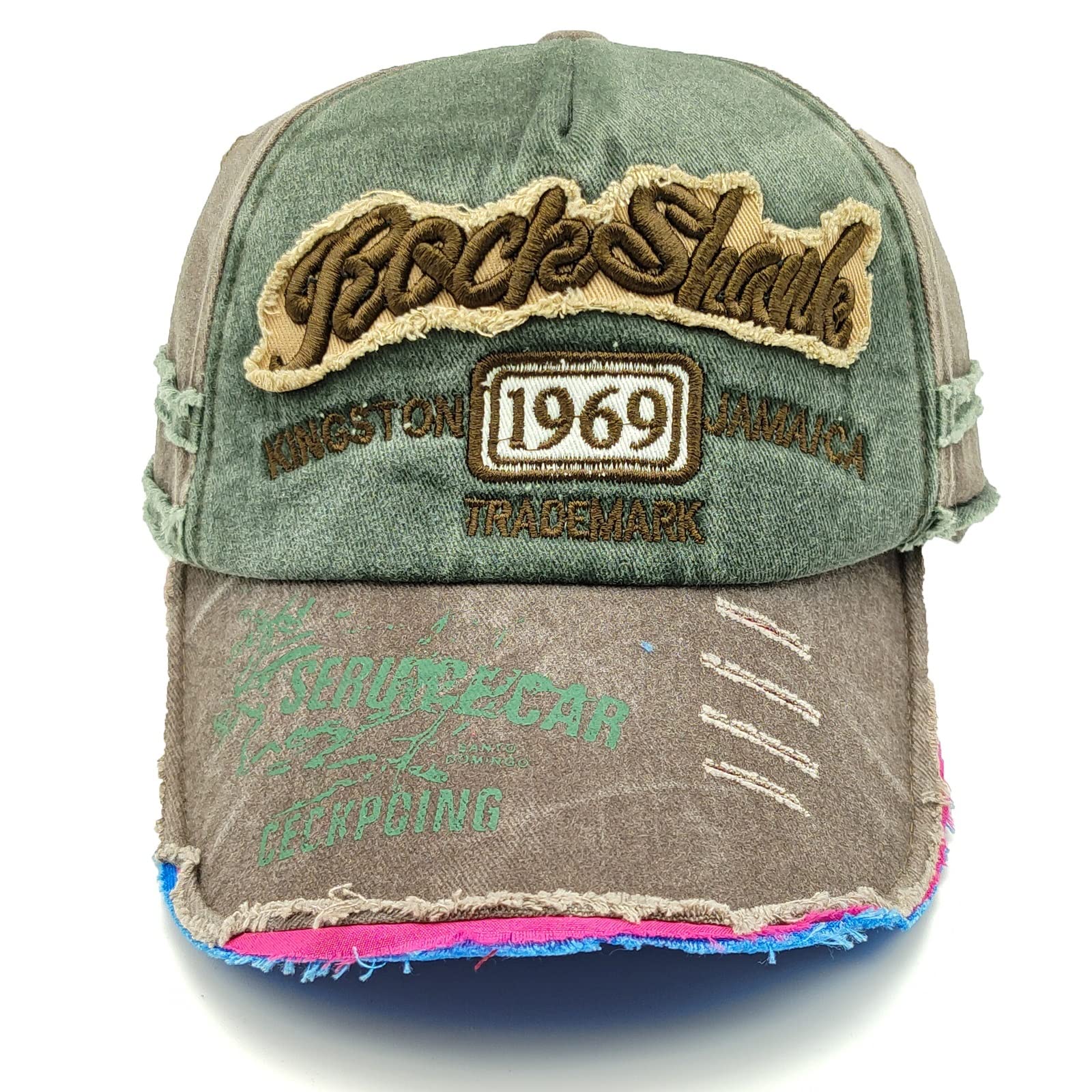 Rock Shark Baseball Cap Vintage Cotton Distressed Denim Sun Dad Hat Adjustable Strapback Summer Caps for Men Women Kids Sport Coffee Brown