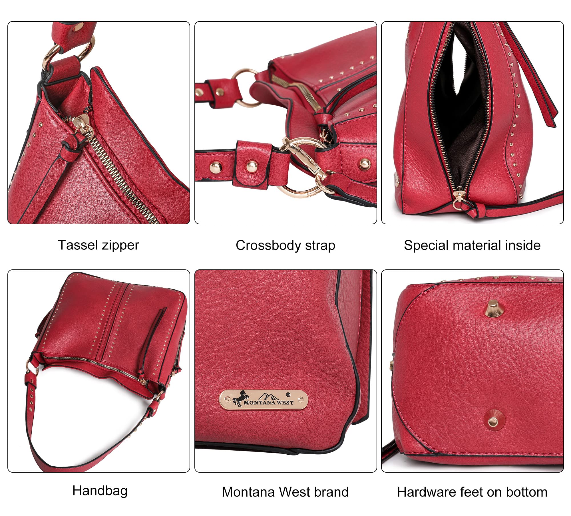 Montana West Tote Bag for Women Hobo Purses Leather Handbags Satchel Bags Red MWC-1001S-3RD