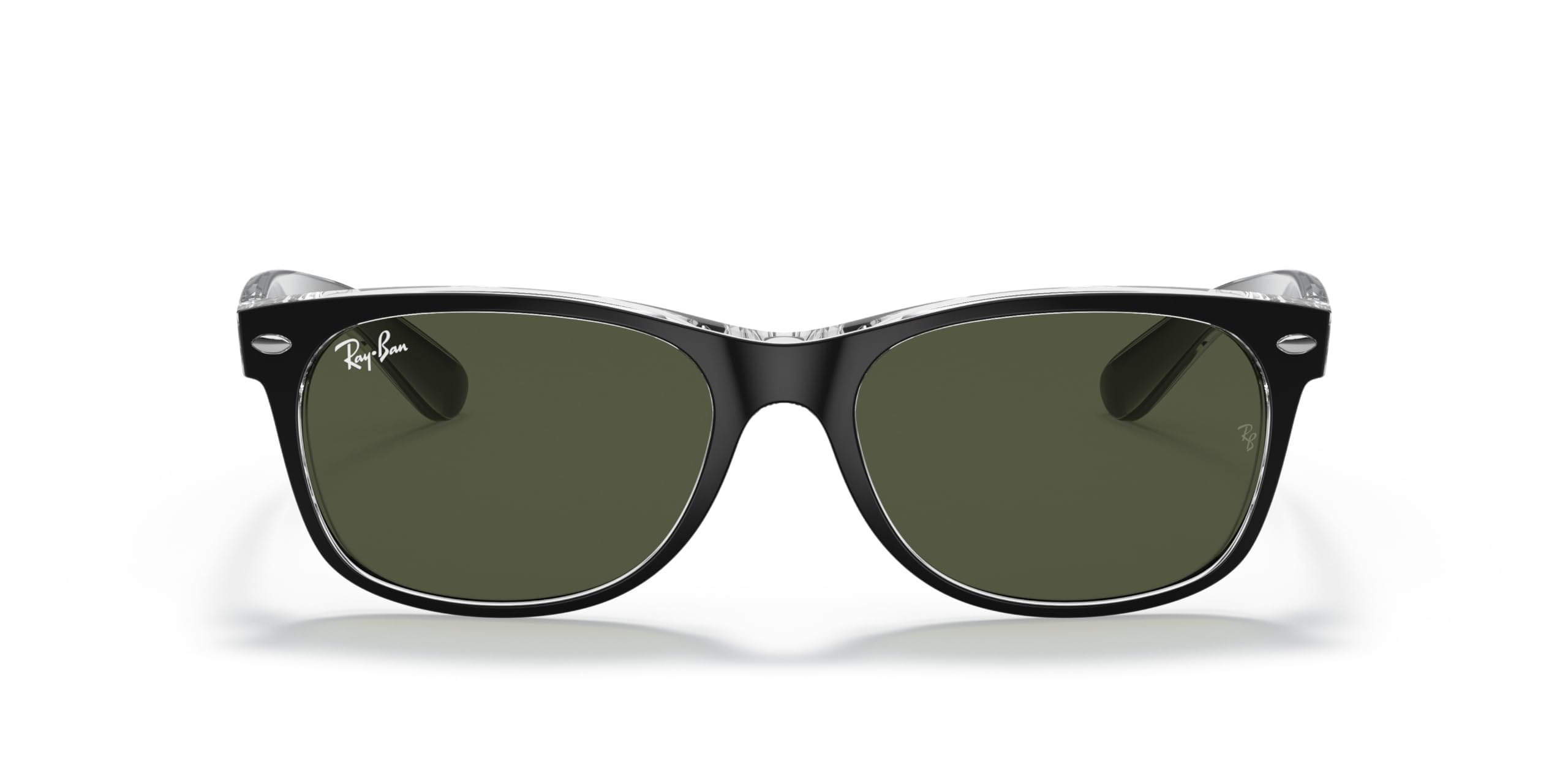 Ray-Ban Rb2132 New Wayfarer Square Sunglasses, Matte Black/Green, 52 mm