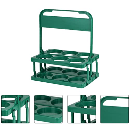 Zerodeko Drink Carrier Wine Bottle Glasses Caddy Plastic Beer Carrier Drinking Desk Accessories 6 Pack Bottle Case Wine Organizer Gift for Wine Lover Green Drink Carriers