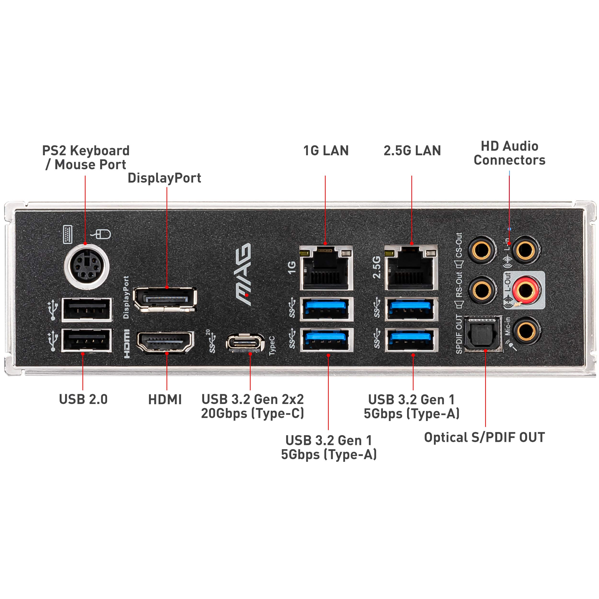 MSI MAG B460 Tomahawk Gaming Motherboard (ATX, 10th Gen Intel Core, LGA 1200 Socket, DDR4, CFX, Dual M.2 Slots, USB 3.2 Gen 2, 2.5G LAN, DP/HDMI, Mystic Light RGB)