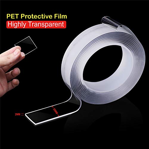 Multipurpose Double Sided Mounting Tape - Washable Traceless Clear Adhesive Tape - Household & Industrial Gel Tape(6.56FT)