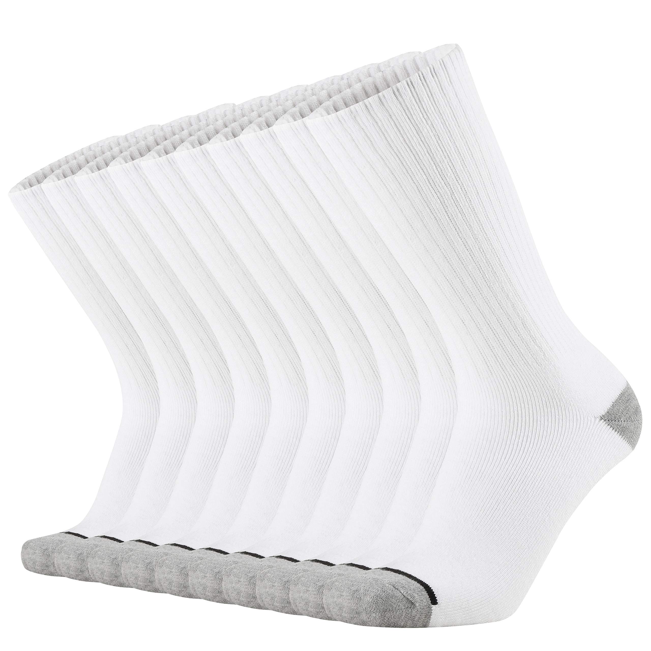 ONKE Cotton Cushion Crew Socks for Men Women Athletics All Seasons Thick Warm Heavy Duty Work Boots Moisture Wicking Control(White M)