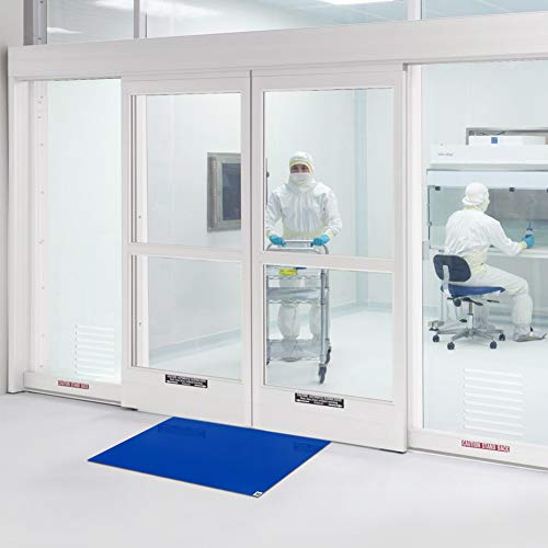 YAHEA Cleanroom Sticky Mats 2 Pack, Blue 24''×36'' Construction Tacky/Adhesive Floor Mats for Laboratory Hospital Construction Pet, 40 Microns(30 Sheets Each)