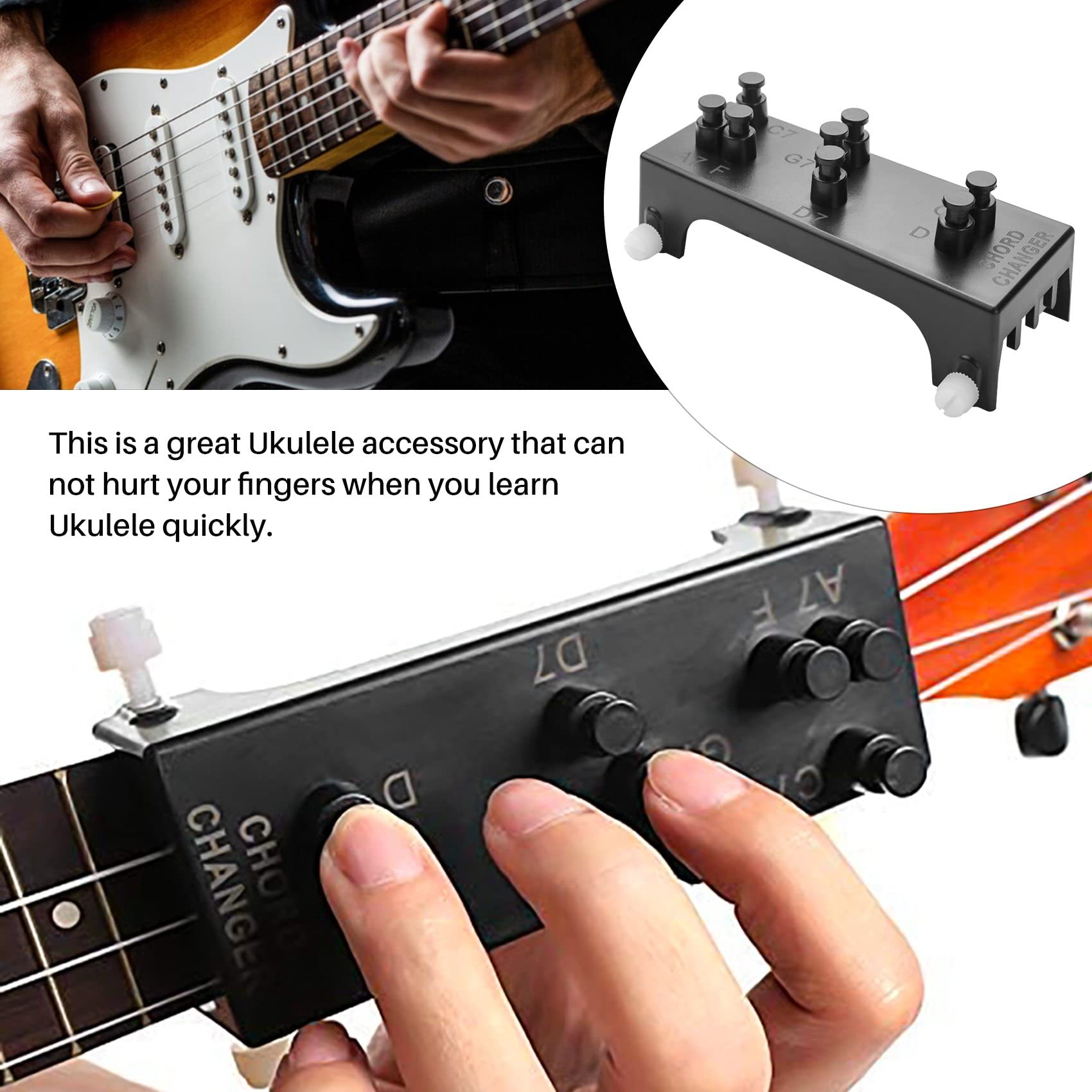 Popidome Ukulele Chord Assisted Tool with 8 Chords Ukelele Chord Assisted Learning Tools Ukulele Guitar Cord Buddy for Beginners