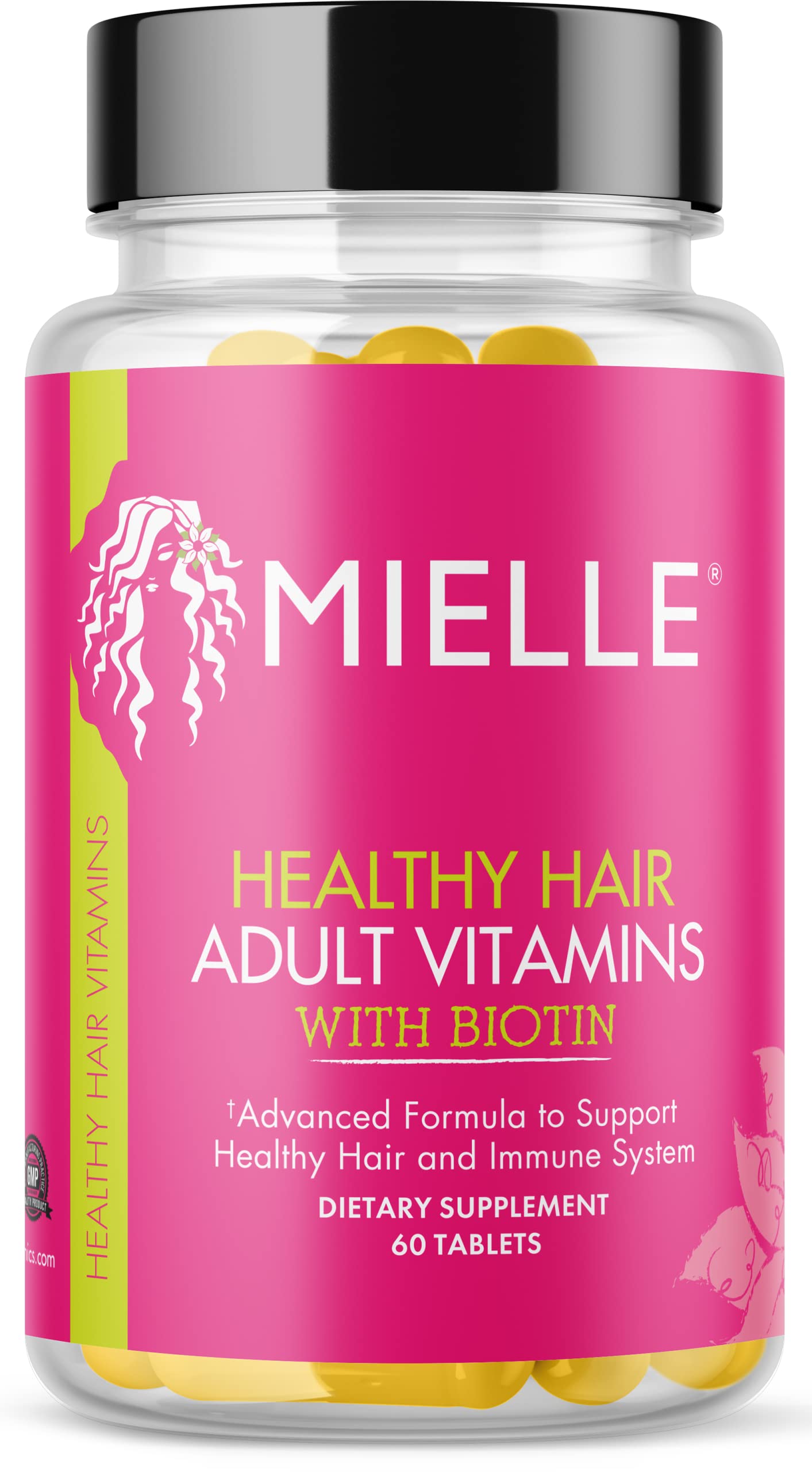 Miele Organics Adult Healthy Hair Formula Vitamins with Biotin,Capsule,Tablet, 60 Count