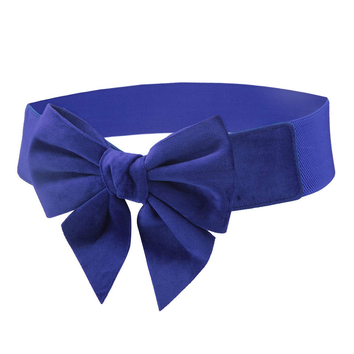 moonsix Women's Elastic Wide Waist Belt Casual Bowknot Dress Cinch Belts, Royal Blue