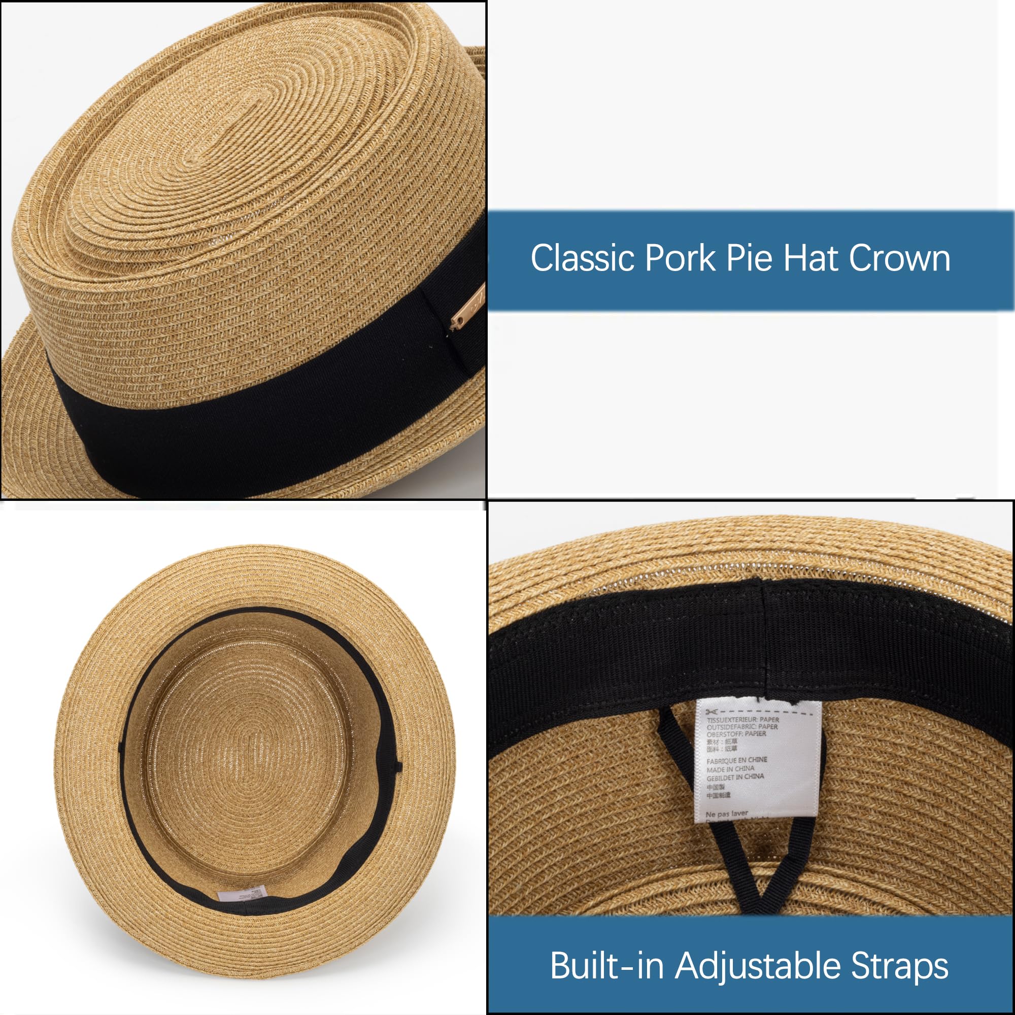 Men Women Outdoor Bucket Hat UPF 50+ Adjustable Drawstring Sun Hat Quick Dry Fishing Hat with Strap Cool White