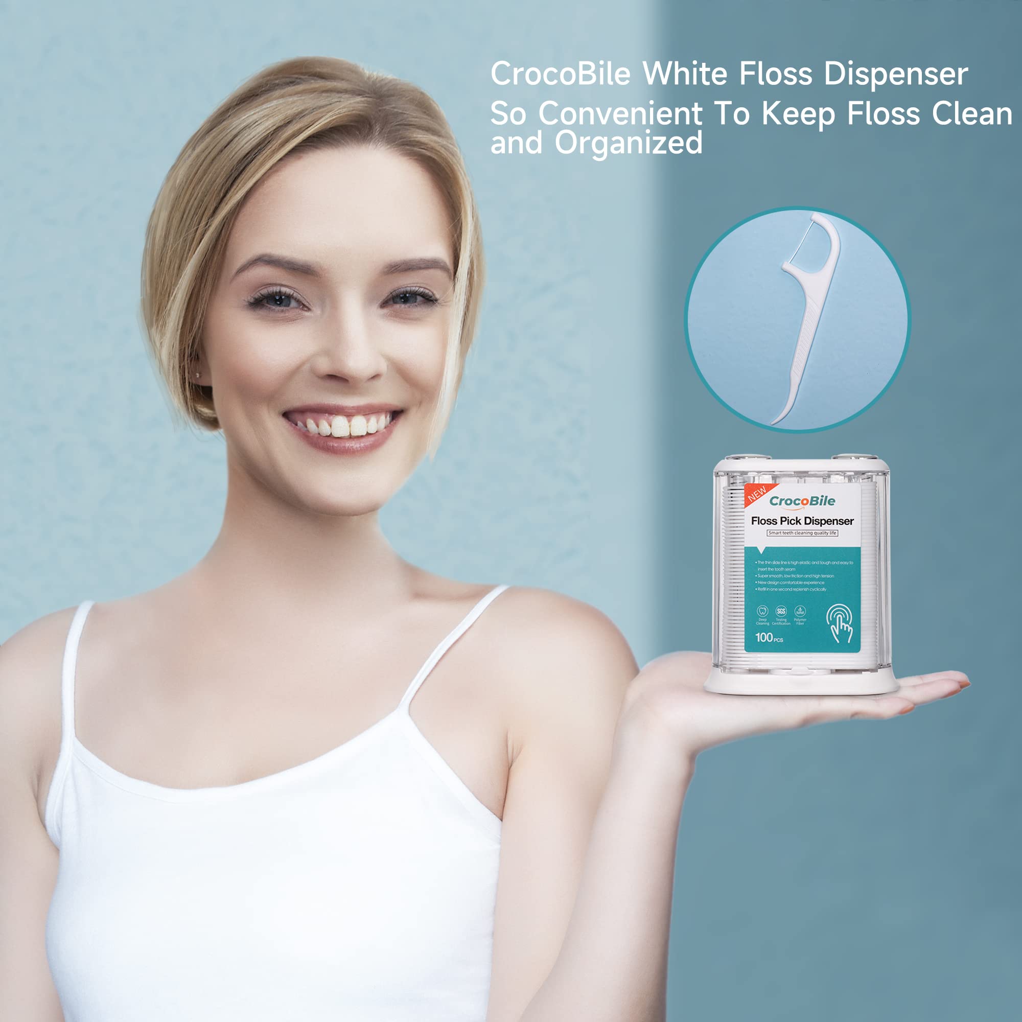 The New Floss Stick Refill Box - with [200 Count] Flossers, CrocoBile Advanced Clean Floss Picks, Strong Elasticity Dental Floss No Break & No Shred Floss, Designed to Refill Floss Pick Dispenser.