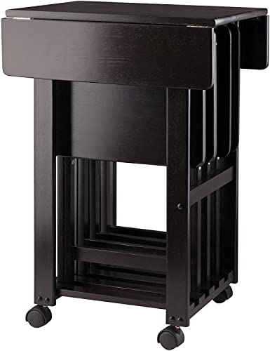 Oakestry Sophia 5pc Snack Tray Set Compact Design for Enhancing The Aesthetics, Small Living Spaces,Built-in Handles,Coffee Finish, 23.39" D X 28.19" W X 33.94" H