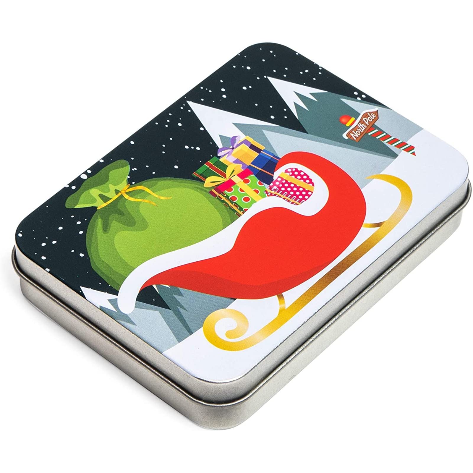 Metal Gift Card Tin Boxes with Lids for Christmas Presents (4.5 x 3.3 In, 6 Pack)