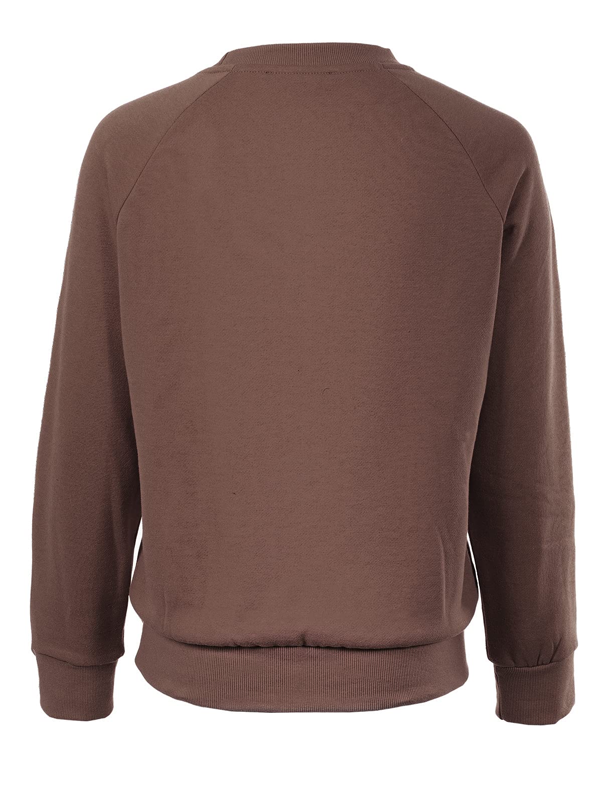 MixMatchy Women's Soft and Comfy Basic Pullover Crewneck Fleece Sweatshirt Brown S