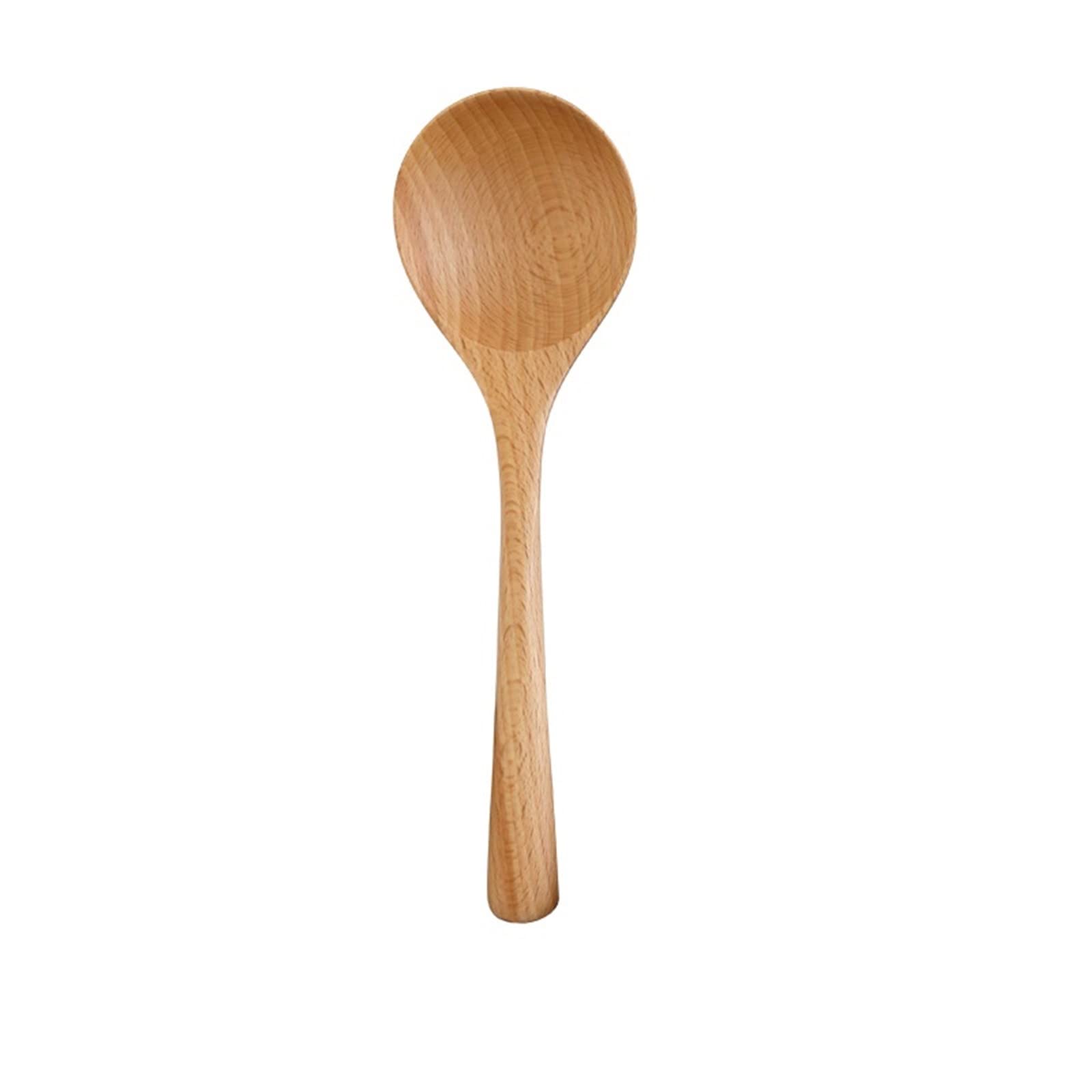 MABSSI Wooden Spoon Large Soup Spoon Long Handle Wooden Large Kitchen Serving Spoon Set Wooden Cutlery Cutlery