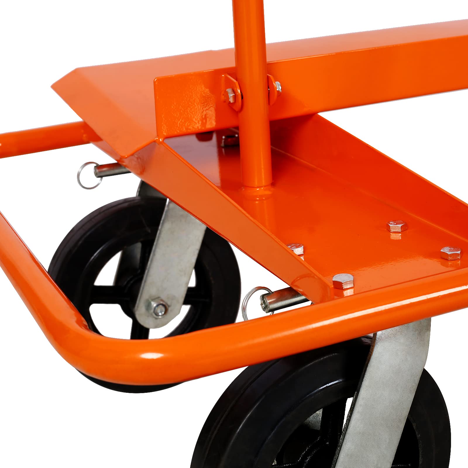 Veemuaro Drywall Sheet Cart, Heavy Duty Panel Dolly Cart 2400LBS Load Capacity with Four 8" Rubber Wheels, Rolling Dolly for Garage, Home, Warehouse (Orange)