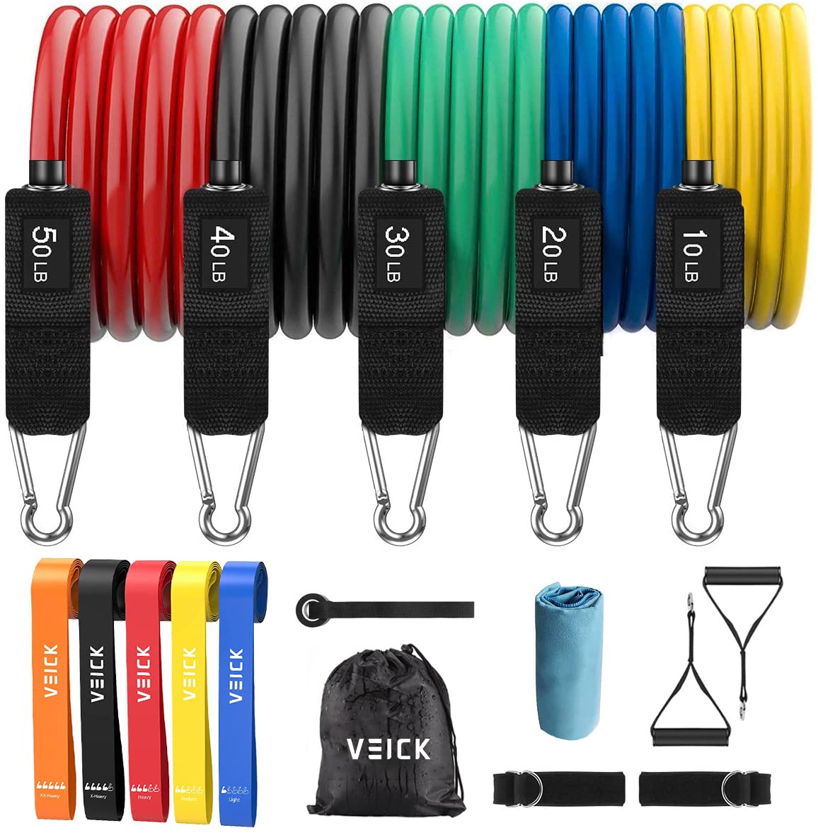VEICK Resistance Bands, Exercise Bands, Workout Bands, Resistance Bands for Working Out with Handles for Men and Women, Exercising Bands for Strength Training Equipment at Home
