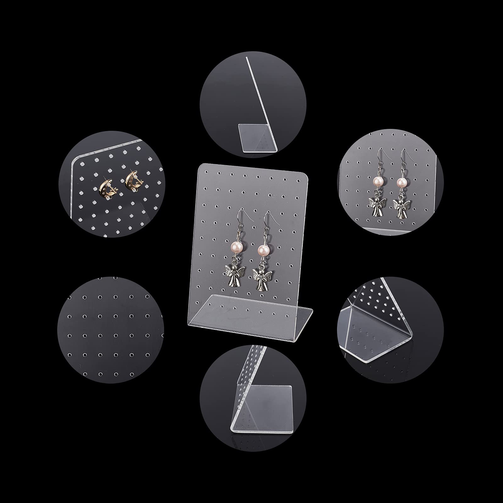 PH PandaHall 4 Pack 72 Holes Acrylic Earring Holder Organizer Ear Studs Jewelry Storage Display Rack Showcase Earrings Display Stand Earring Storage for Selling Retail Marketing Personal 3x2x4.5inch