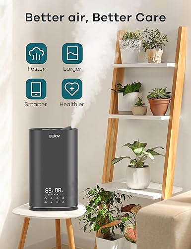 WELOV BoostMist Cool Mist Humidifier for Large Room, Smart Humidifier for Bedroom, 6L Home Humidifier for Plants, Quiet Ultrasonic Humidifier for Baby with APP/Voice Control, Auto Mode, H500 Pro