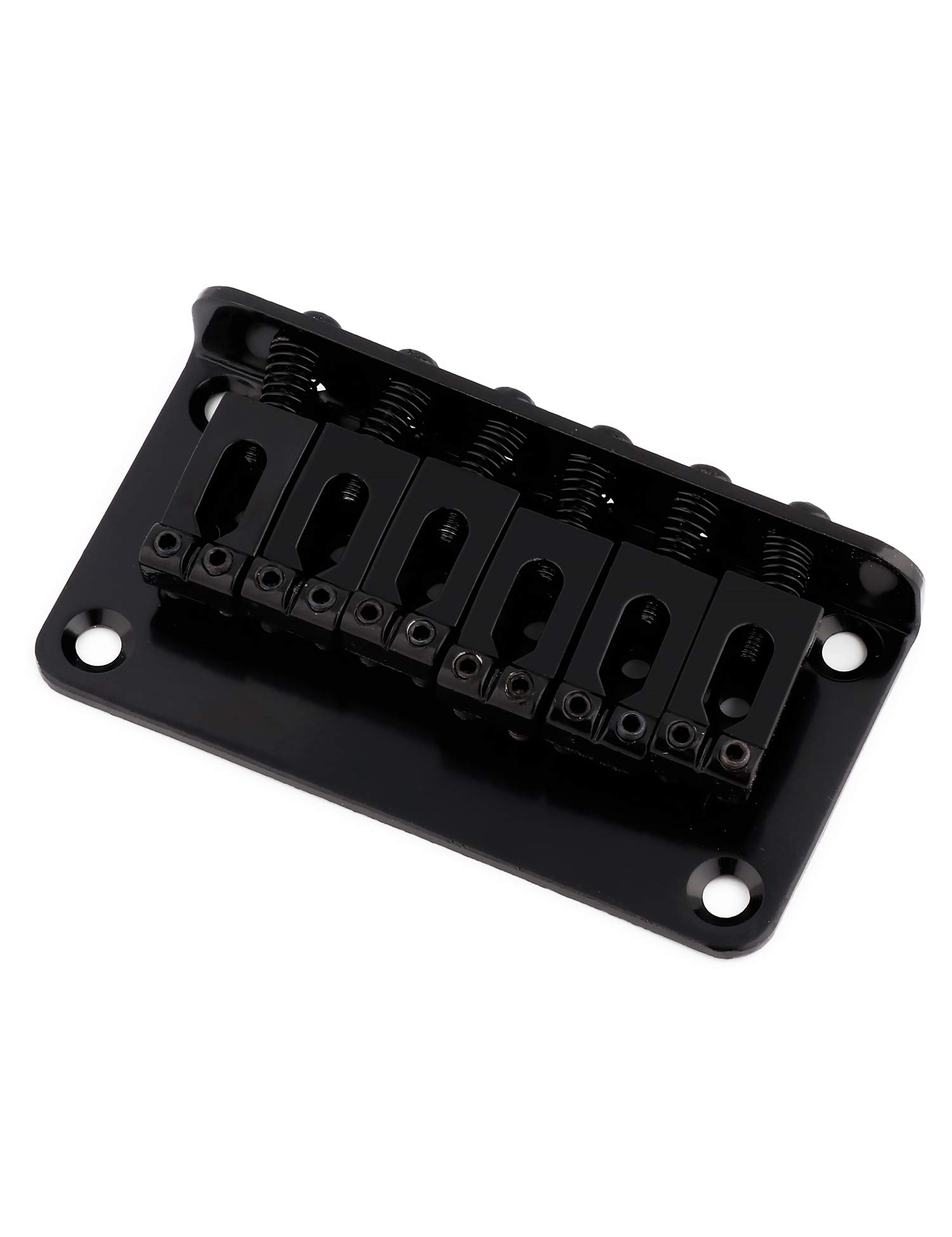 Metallor Top Load Guitar Bridge Tailpiece Fixed Hardtail Saddle Bridge Compatible with 6 String Fender Strat Tele Style Electric Guitar Parts Black.