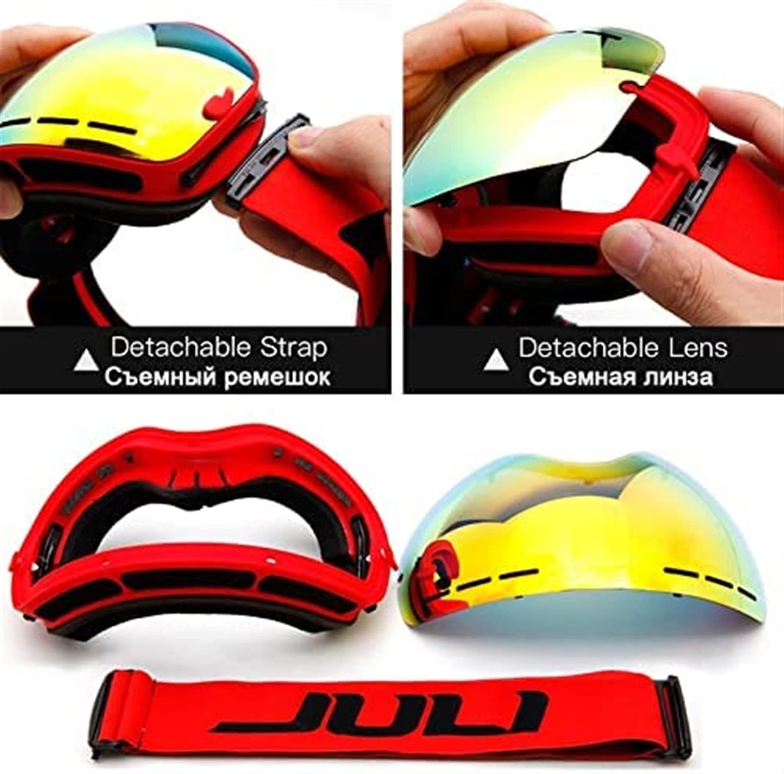 Sxdthy Ski Goggles - Interchangeable Lens - Premium Snow Goggles Snowboard Goggles for Men Women Adult (Color : E)