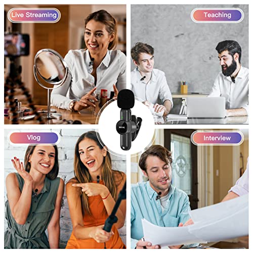 SNZIYAG Wireless Lavalier Microphone for iPhone iPad,Plug-Play Wireless Mic for Video Recording,Professional Lav Mic for YouTube,TikTok,Clip-on Microphones for Live Streaming,Auto Sync/No APP(iOS)