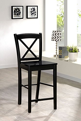 Linon Home Dcor Black X Back Counter Stool, 16" W x 17.91" D x 37.01" H