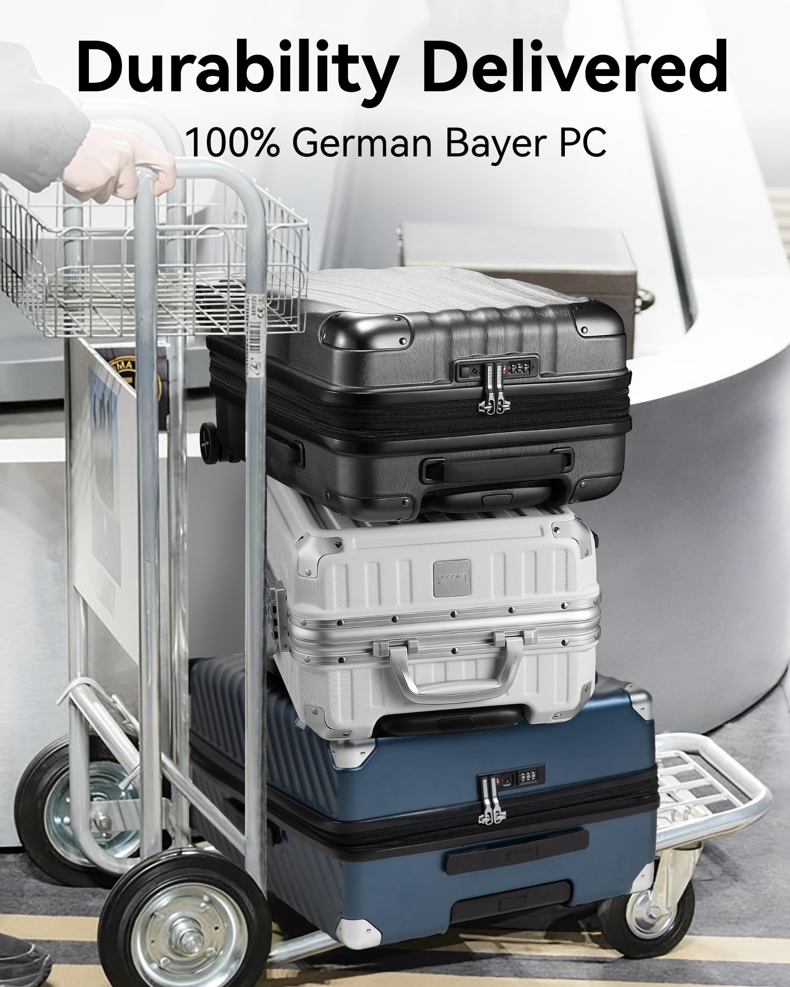 LUGGEX Unisex Adult All Expandable Hardshell Luggage Sets with Spinner Wheels, White, 3 Piece (20/24/28)