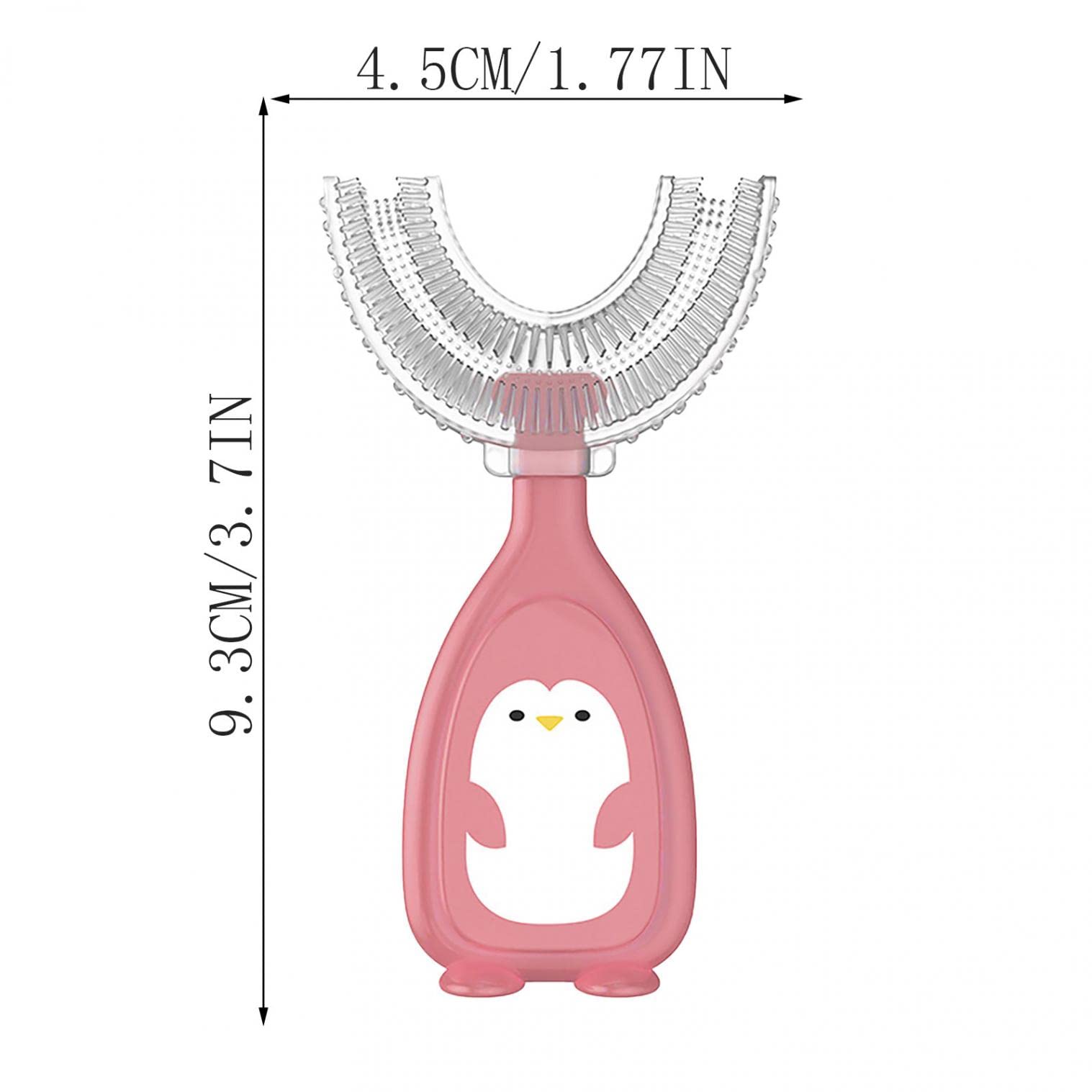 U Shaped Toothbrushes Kids Soft Silicone Manual Training Tooth Brush, All Rounded Tooth Cleaning Tool for Age 2-12, A01#pink, Age 2-6 (travel toothbrushes)