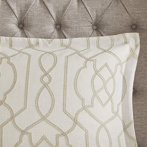 Madison Park Cozy Comforter Set-Luxurious Bedding Style Combo Filled Insert, Removable Duvet Cover. Matching Shams, Decorative Pillows, King(110"x96"), Geometric Neutral 9 Piece