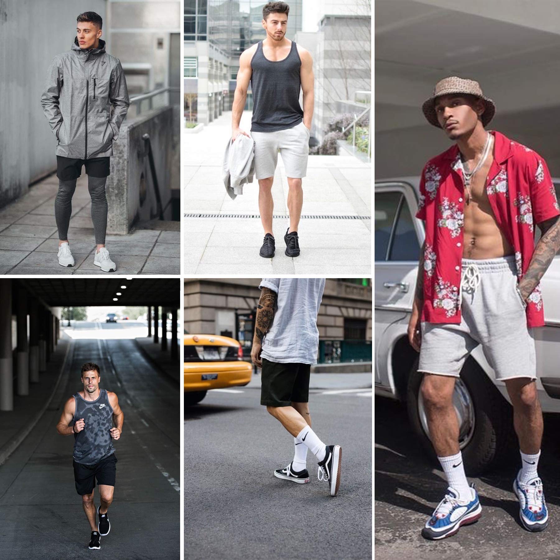 OOWVW Men's Shorts Casual Drawstring Jogger Athletic Workout Gym Sweat Shorts with Pockets Light Grey