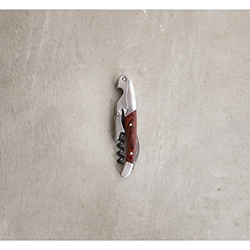 Twine Country Home Double Hinged Wood Corkscrew, Rosewood Inlay Wine Key, Bar Tool, Wine Opener, 4.75"
