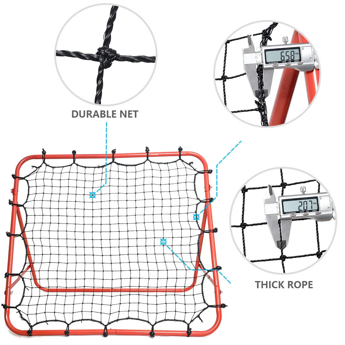 Morimoe Soccer Rebounder Net,Adjustable,Easy Set Up,Steel Frame,40X40-inch