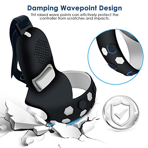VR Full Package Handle Silicone Protective Cover Host 6 Pcs for Oculus Quest 2 Set Anti-Drop Anti-Slip (Red)