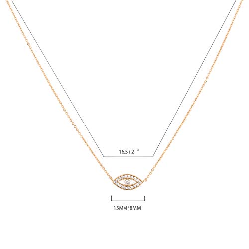 MEVECCO Gold Dainty Evil Eye Necklace for Women,14K Gold Plated Cute Tiny Solitaire Cubic Zirconia Protection Boho Evil Eye Minimalist Simple Necklace