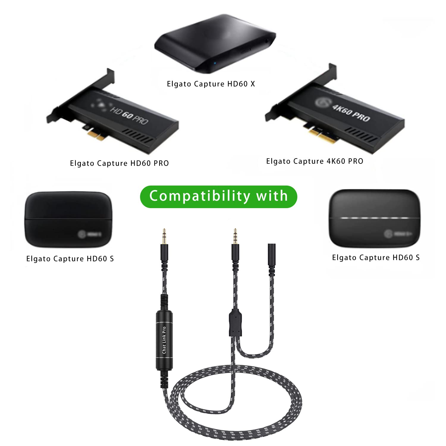 Uberwith HD60 S+ Chat Link Pro Cable Replacement for Elgato HD60 S/S+, HD60 X, HD60PRO Game Capture Card, Party Chat Adapter for Xbox One and PS5, PS4,with in-line Isolator