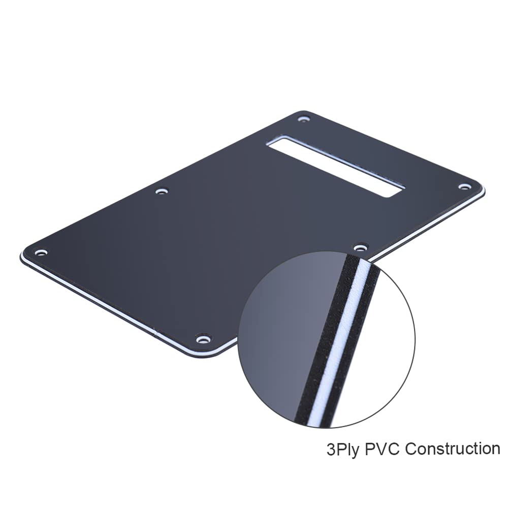Sasuori Pickguard Tremolo Cavity Cover Backplate Back Plate 3Ply for Modern Style Electric Guitar Black