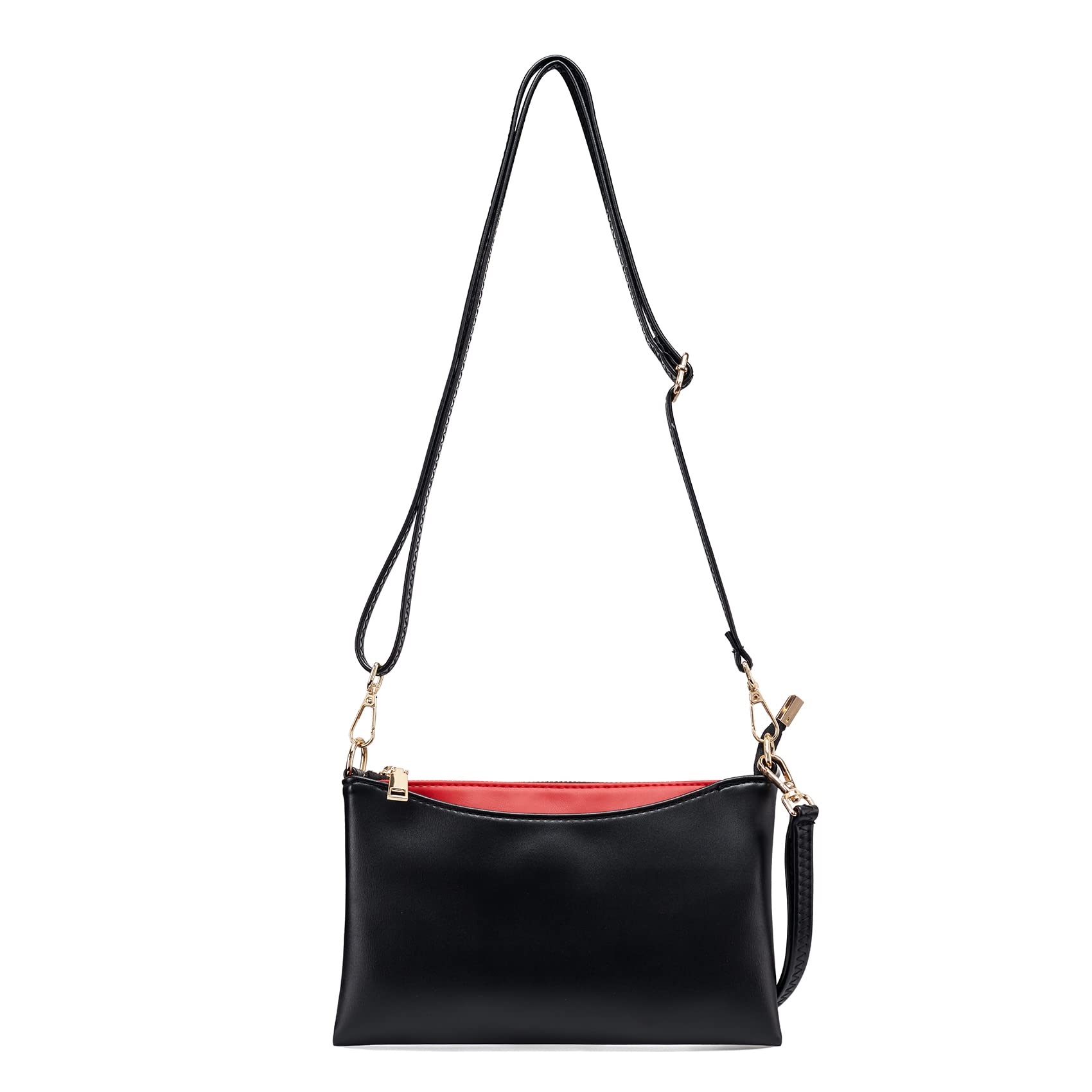 Small Crossbody Bags for Women Clutch Large Wristlet Purses with Removealbe Wrist Strap and Cross Body Strap (Black 02)