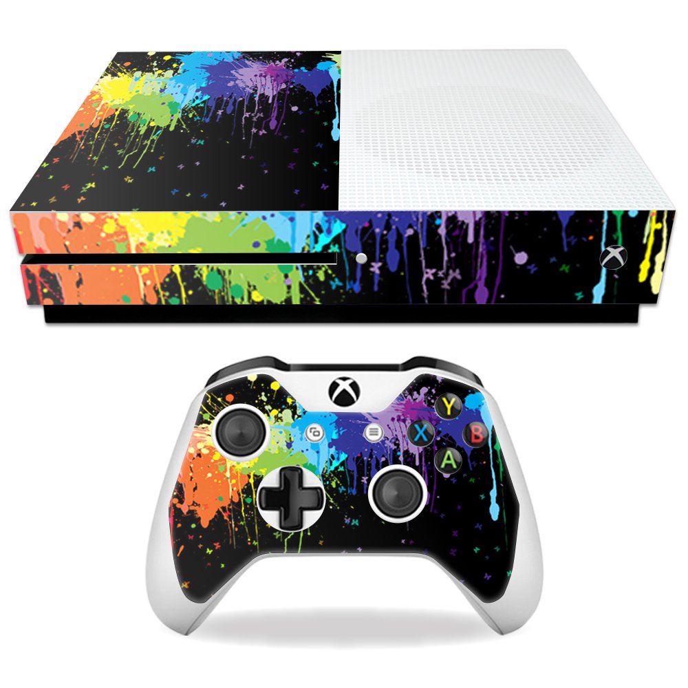 MightySkins Skin Compatible with Microsoft Xbox One S - Splatter | Protective, Durable, and Unique Vinyl Decal wrap Cover | Easy to Apply, Remove, and Change Styles | Made in The USA