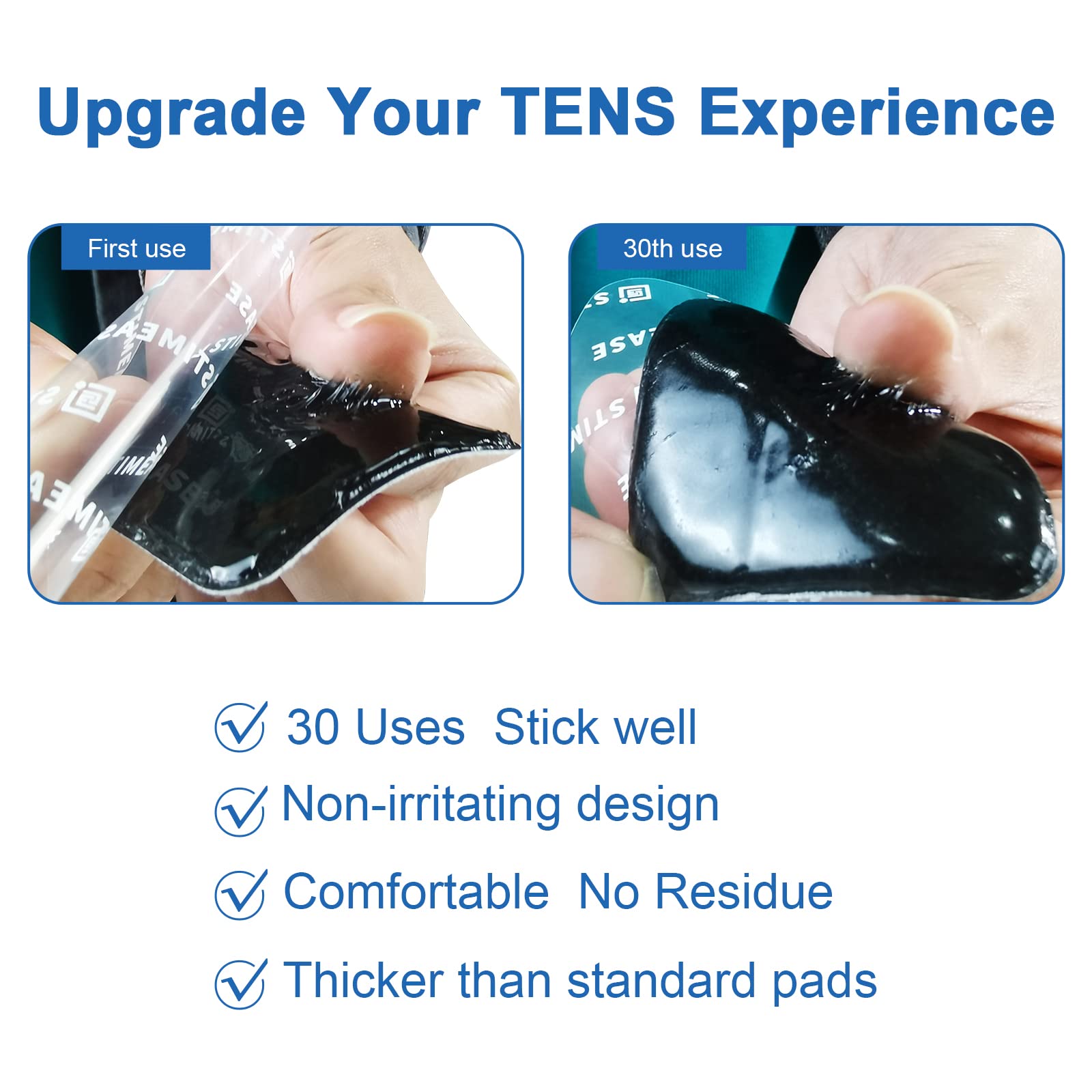 Stimease TENS Unit Replacement Pads with Snap-On Connectors (20-Pack) Reusable Self-Adhesive Electrode Pads Compatible with AUVON, TENS 7000, Nicwell Care Tens (2.7mm Connector)