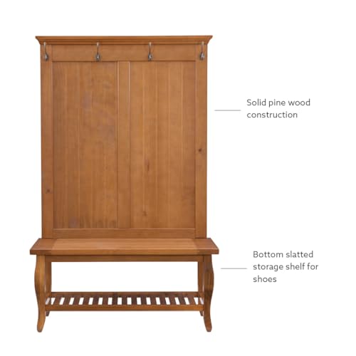 Linon Santa Fe Hall Tree, 40"W x 17.99"D X 64.02"H, Natural