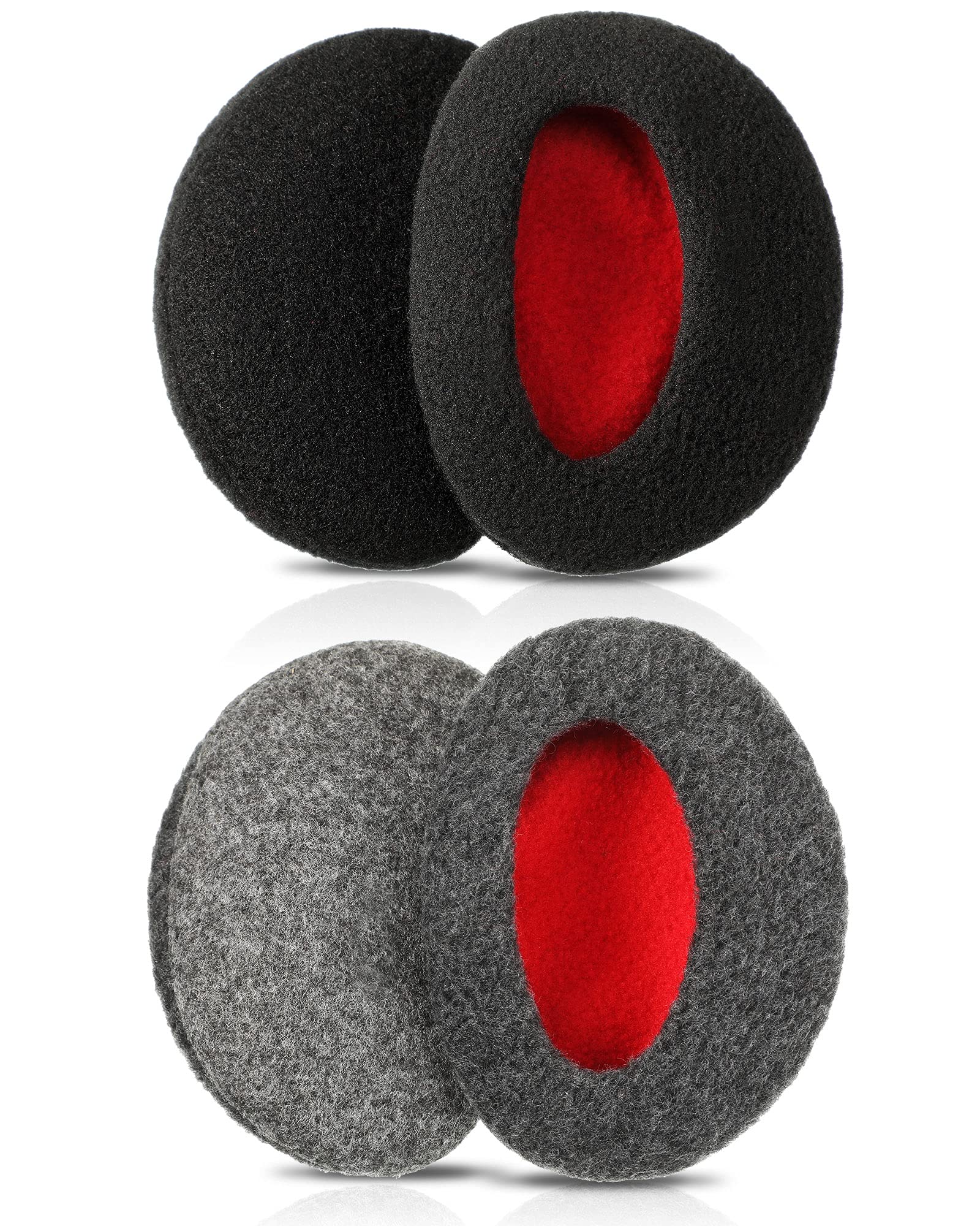 SATINIOR 2 Pairs Bandless Earmuffs Ear Warmers Winter Ear Covers Earcaps for Outdoors (Black, Gray, Small)