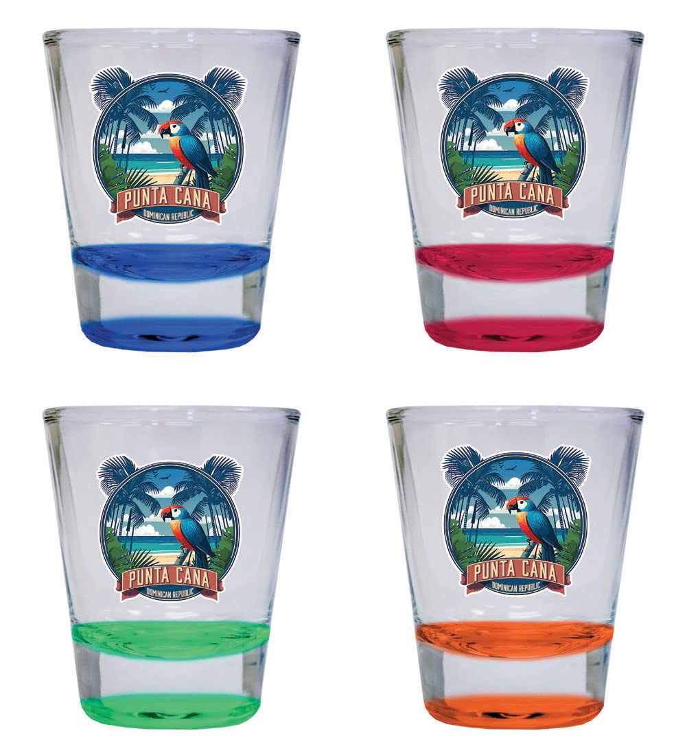 R and R Imports Punta Cana Dominican Republic Souvenir 1.5 Ounce Shot Glass Round PARROT2