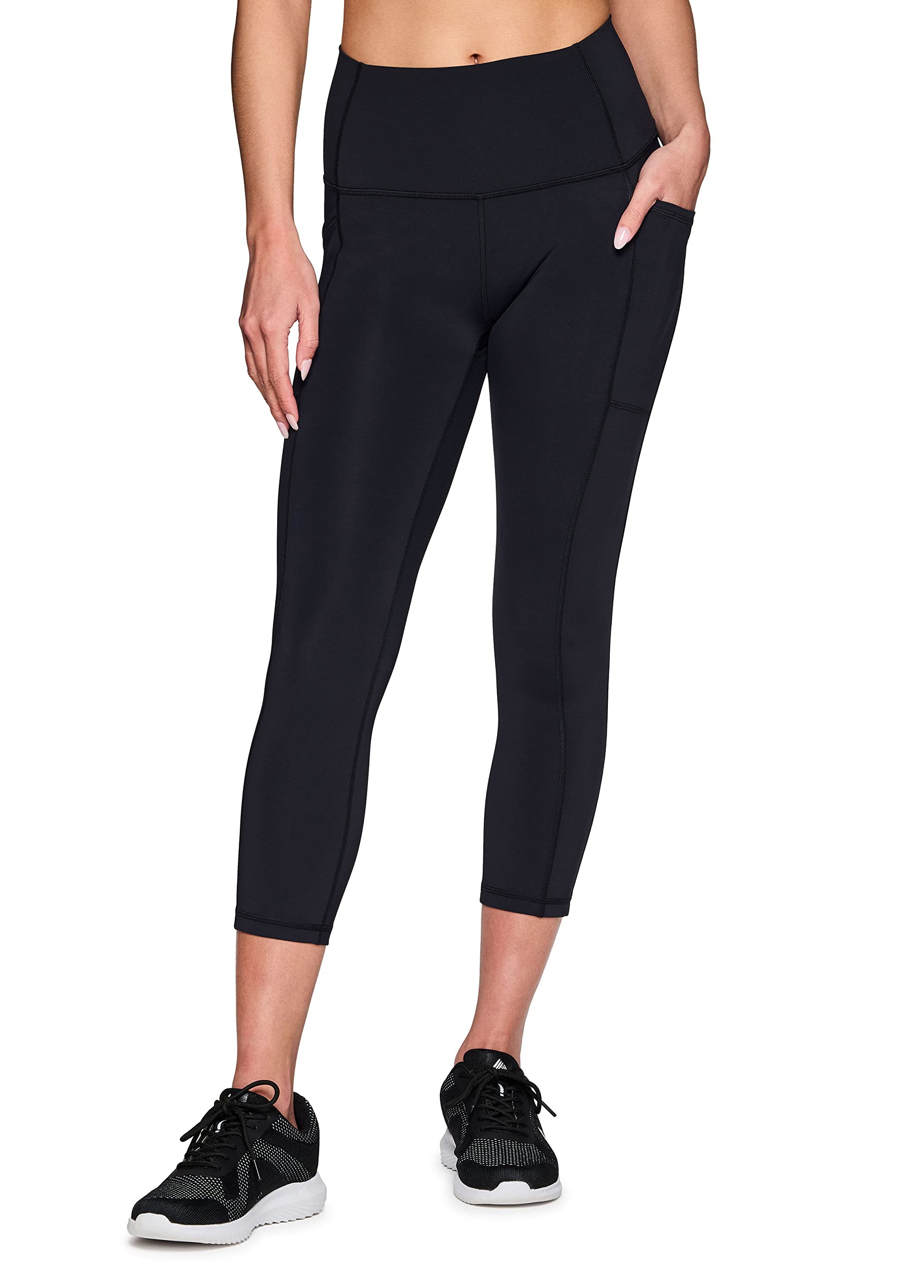 RBX Women's Ultra Hold Squat Proof Cropped Running Yoga Legging Capri Solid Black XXL