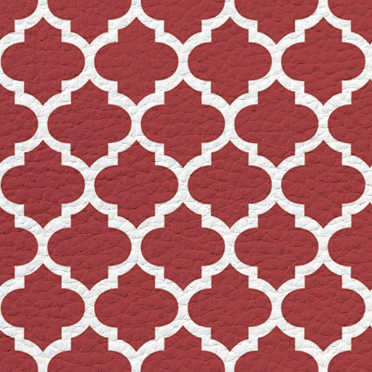 Prime Leader 2 Piece Non-Slip Kitchen Mat Rug Rubber Backing Doormat Set Classic Moroccan Trellis Geometric Lattice Red and White Kitchen Rugs Comfort Standing Mat PVC Leather Anti Fatigue Floor Mat